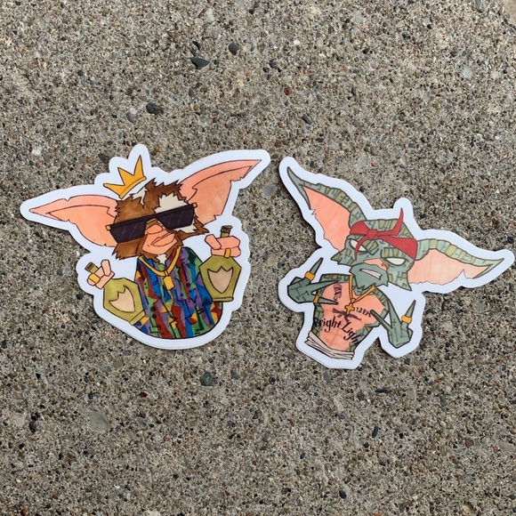 lottie dah | Accessories | 35 Mogwai Biggie And Gremlin Tupac Stickers ...